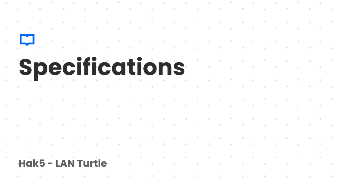 Specifications | Hak5 - LAN Turtle